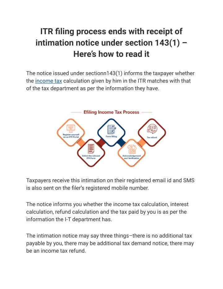 PPT - ITR filing process ends with receipt of intimation notice under ...