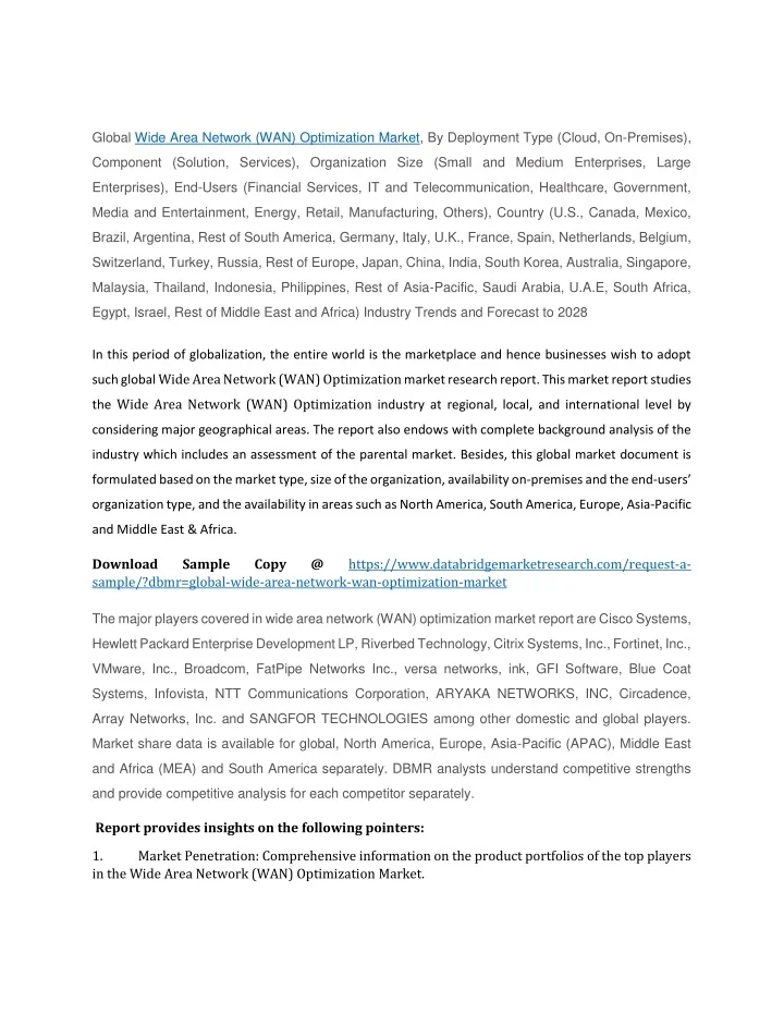 PPT - Wide Area Network (WAN) Optimization Market PowerPoint Presentation - ID:10937784