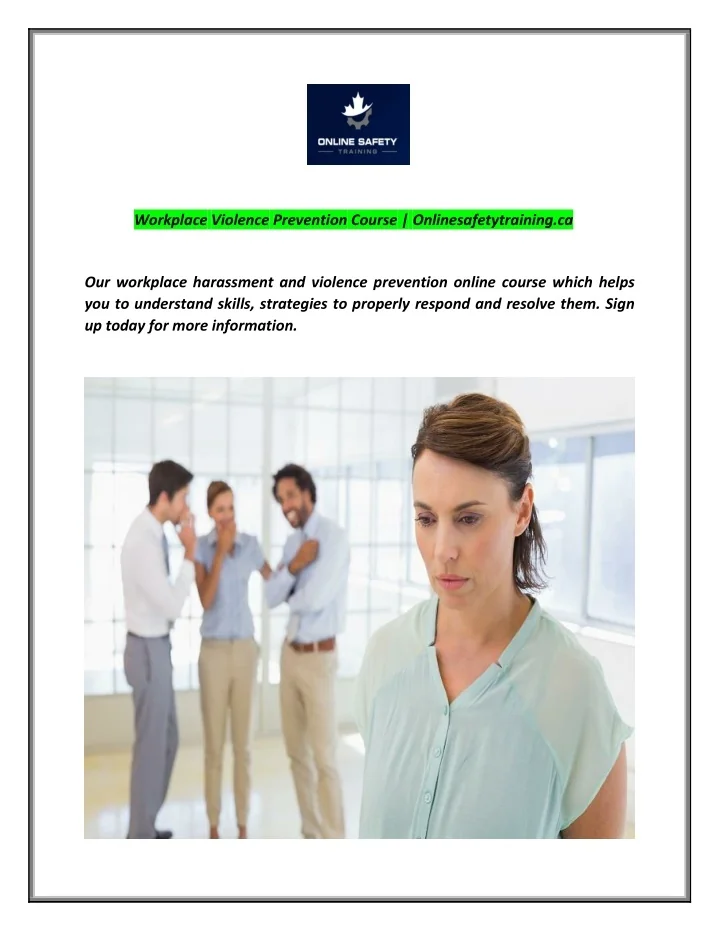 PPT - Workplace Violence Prevention Course | Onlinesafetytraining.ca ...