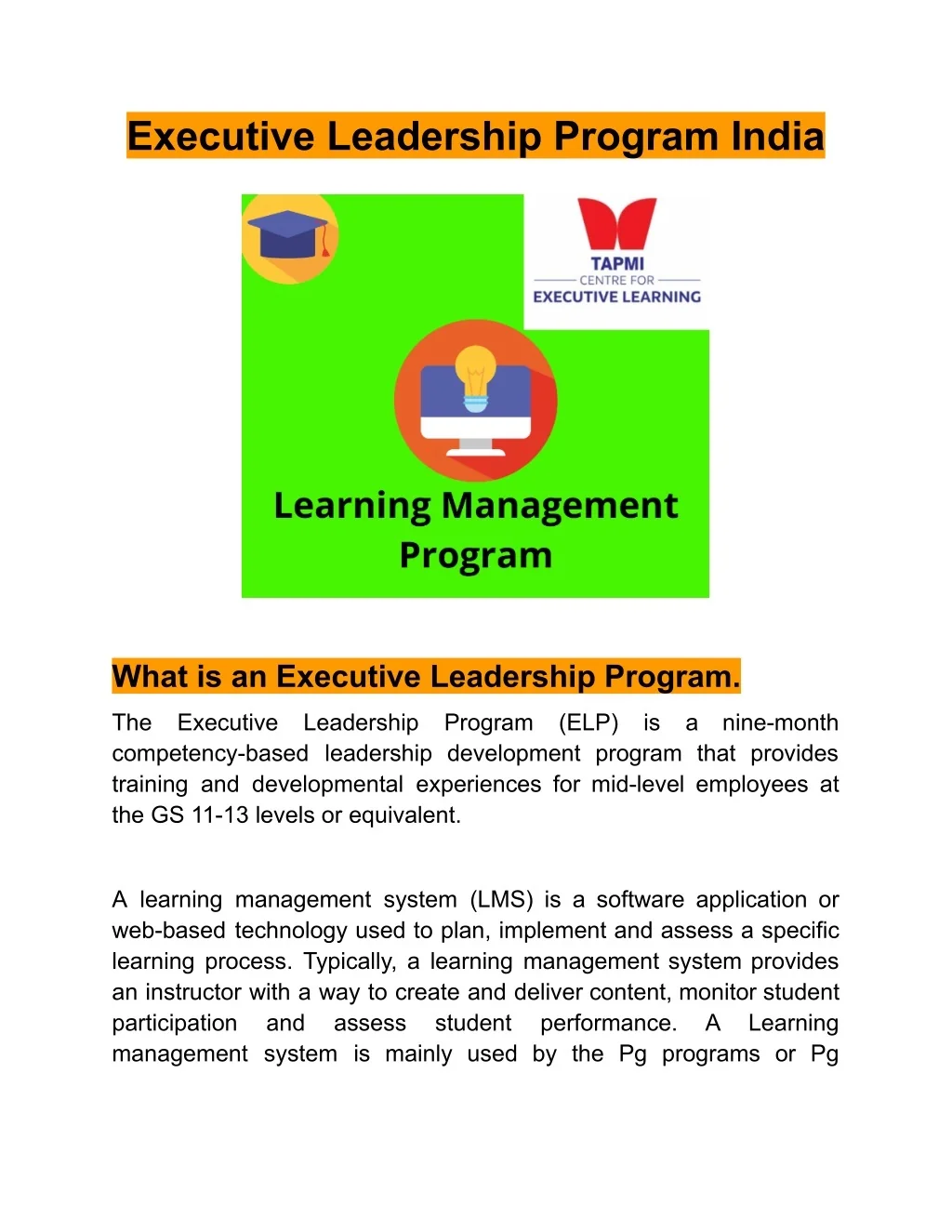 PPT - Executive Leadership Program India PowerPoint Presentation, free ...