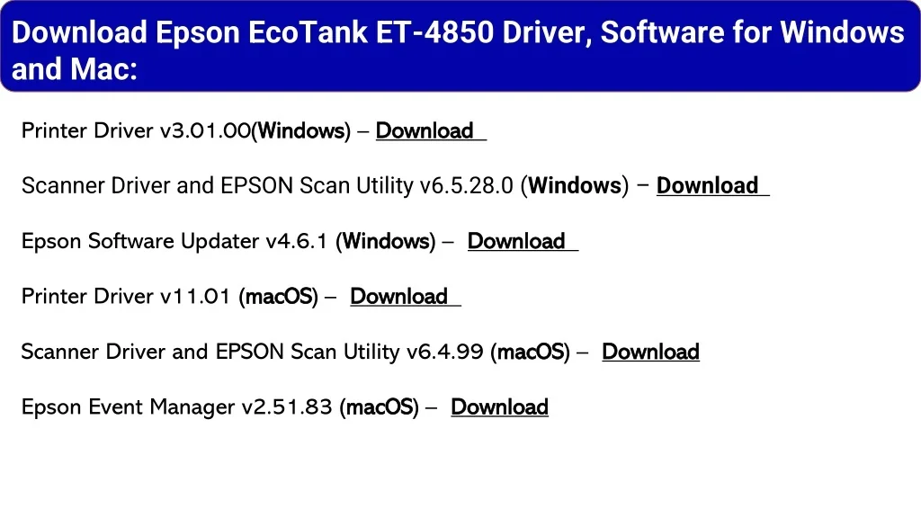 PPT - Download Epson EcoTank ET-4850 Driver Support PowerPoint ...