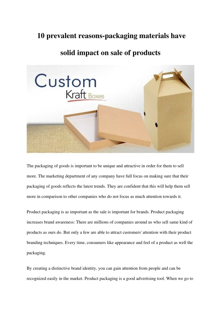 PPT - 10 prevalent reasons-packaging materials have solid impact on ...