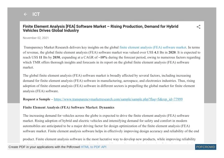 PPT - Finite Element Analysis [FEA] Software Market Analysis till 2030 ...