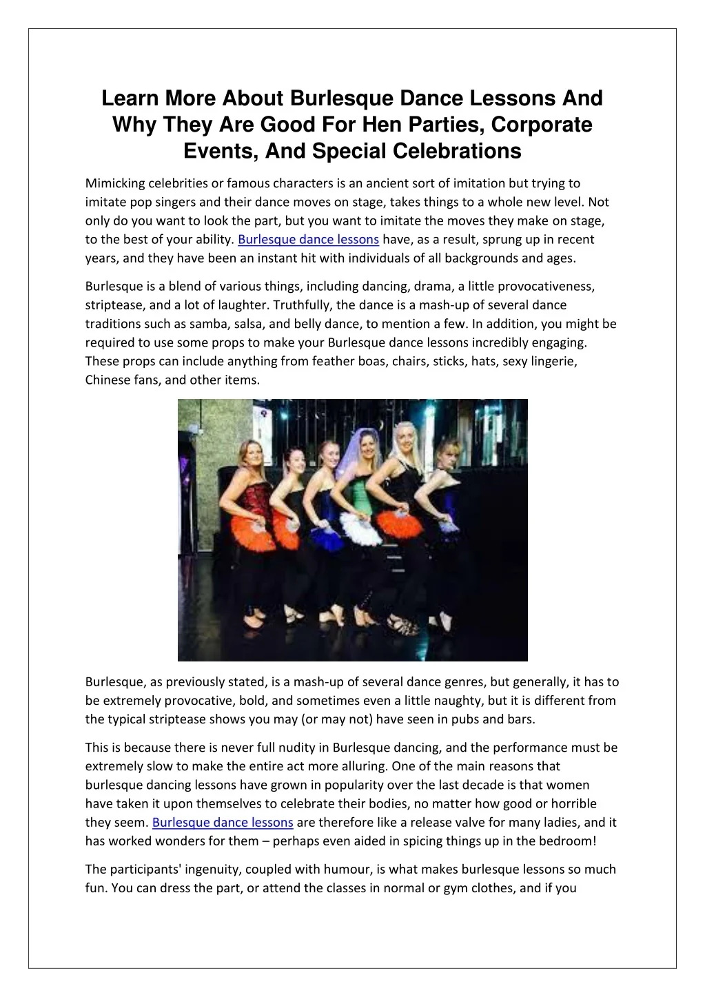 PPT - Learn More About Burlesque Dance Lessons And Why They Are Good ...