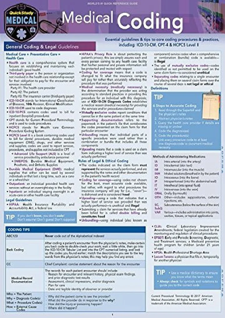 PPT - READ Medical Coding A Quickstudy Laminated Reference Guide ...