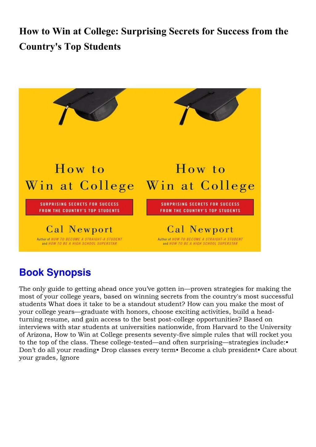 PPT - DOWNLOAD How to Win at College Surprising Secrets for Success ...