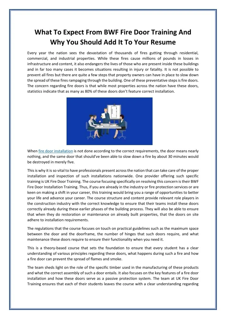 PPT - What To Expect From BWF Fire Door Training And Why You Should Add ...