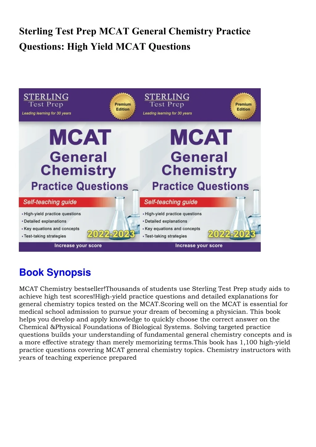 PPT - EBOOK Sterling Test Prep MCAT General Chemistry Practice ...