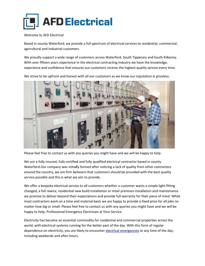 PPT - AFD Electrical PowerPoint Presentation, free download - ID:10942759