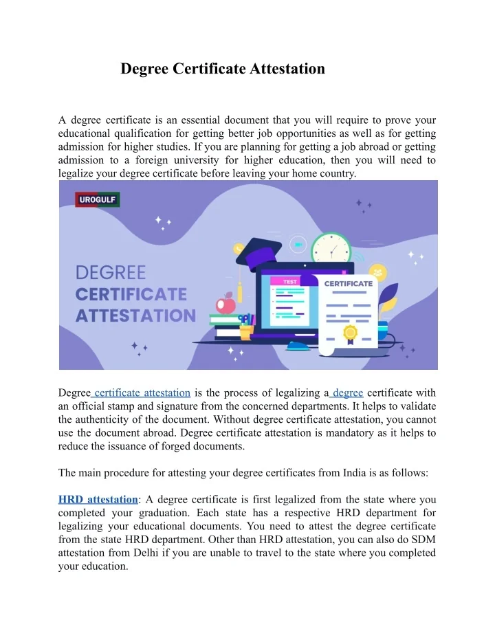 PPT - Degree Certificate Attestation PowerPoint Presentation, free ...