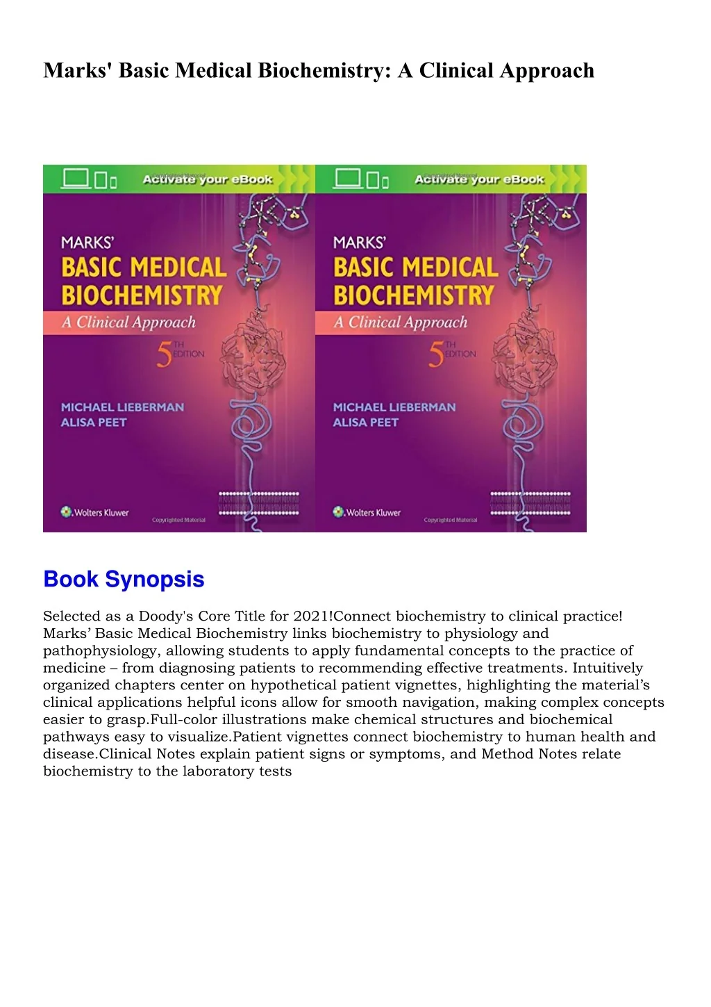 PPT - DOWNLOAD Marks Basic Medical Biochemistry A Clinical Approach ...