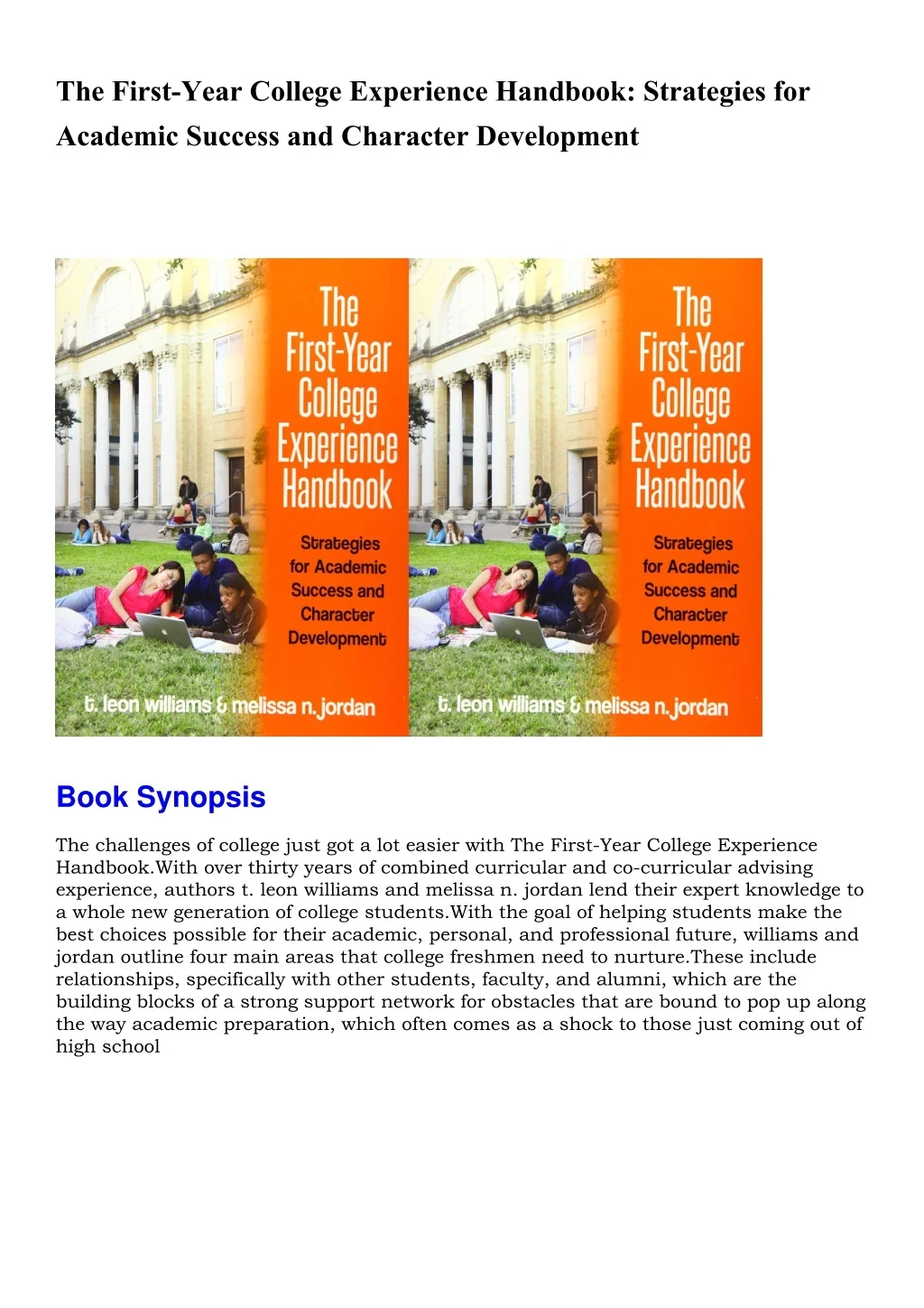 PPT - EBOOK The First Year College Experience Handbook Strategies for ...