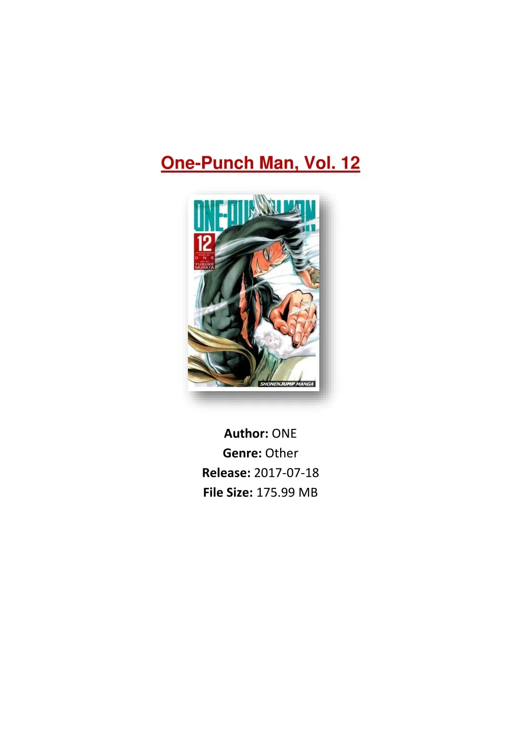 PPT - [PDF] Free Download One-Punch Man, Vol. 12 By ONE PowerPoint ...