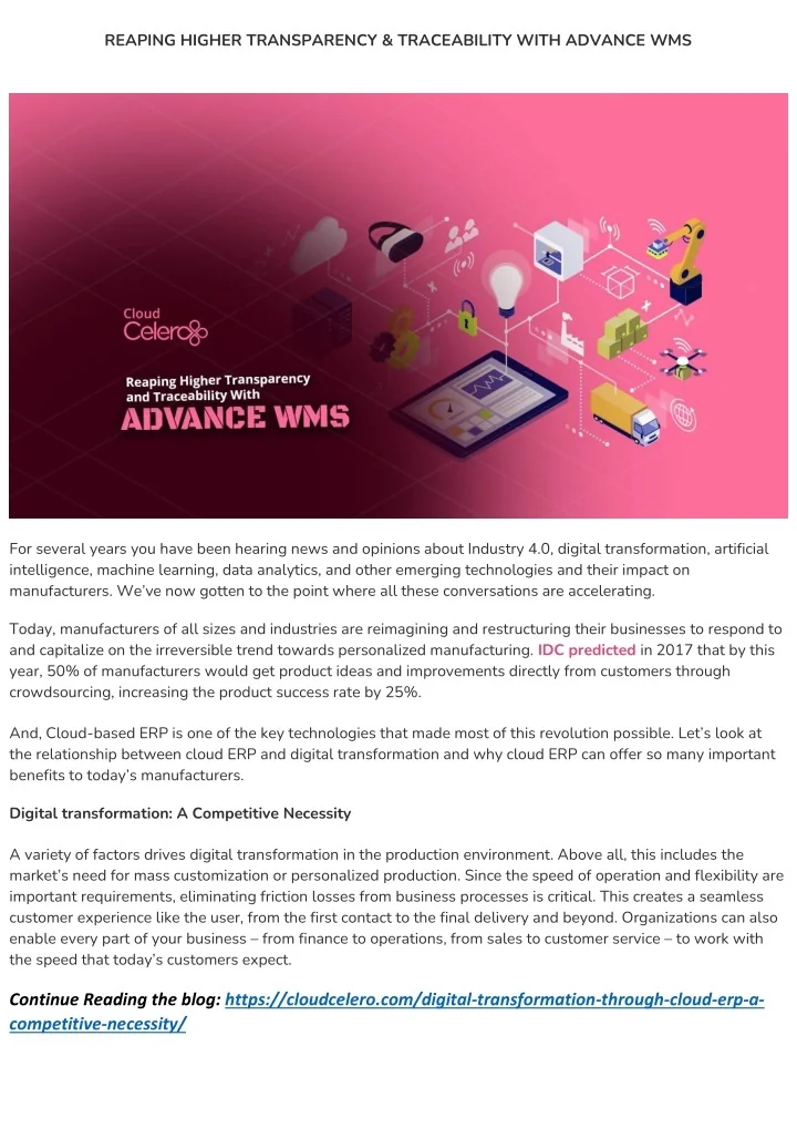 PPT - REAPING HIGHER TRANSPARENCY & TRACEABILITY WITH ADVANCE WMS ...