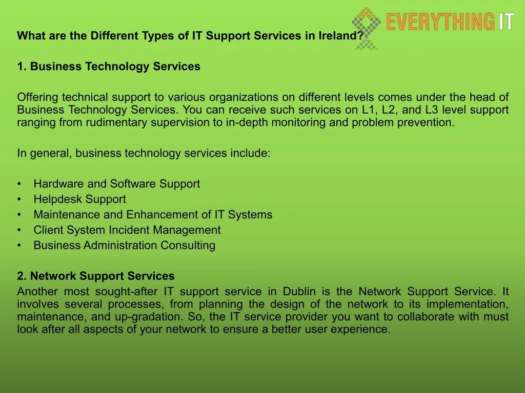 PPT - Top 6 Types of IT Support in Dublin You Must Stay Aware of ...