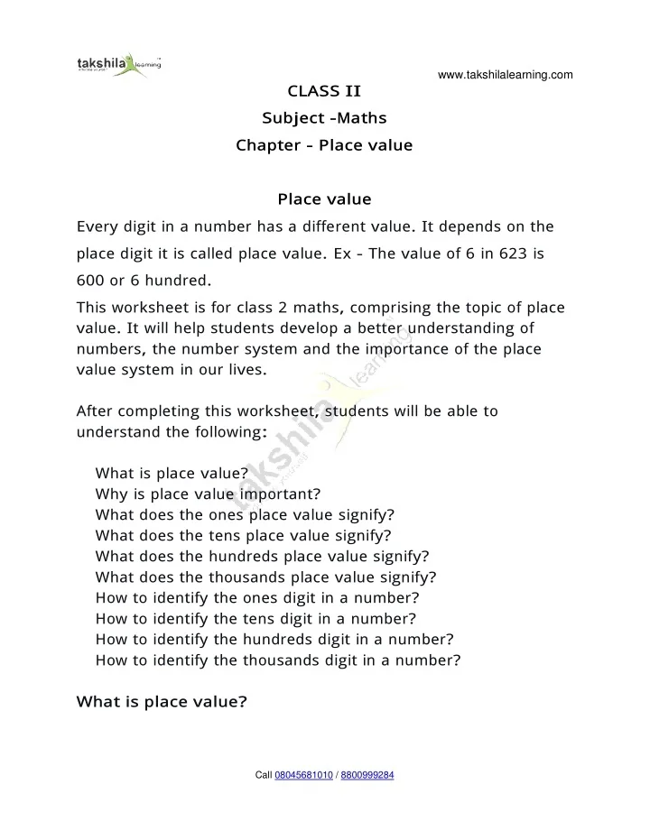 PPT - Place Value Worksheets - Place Value Maths for 2nd Grade ...