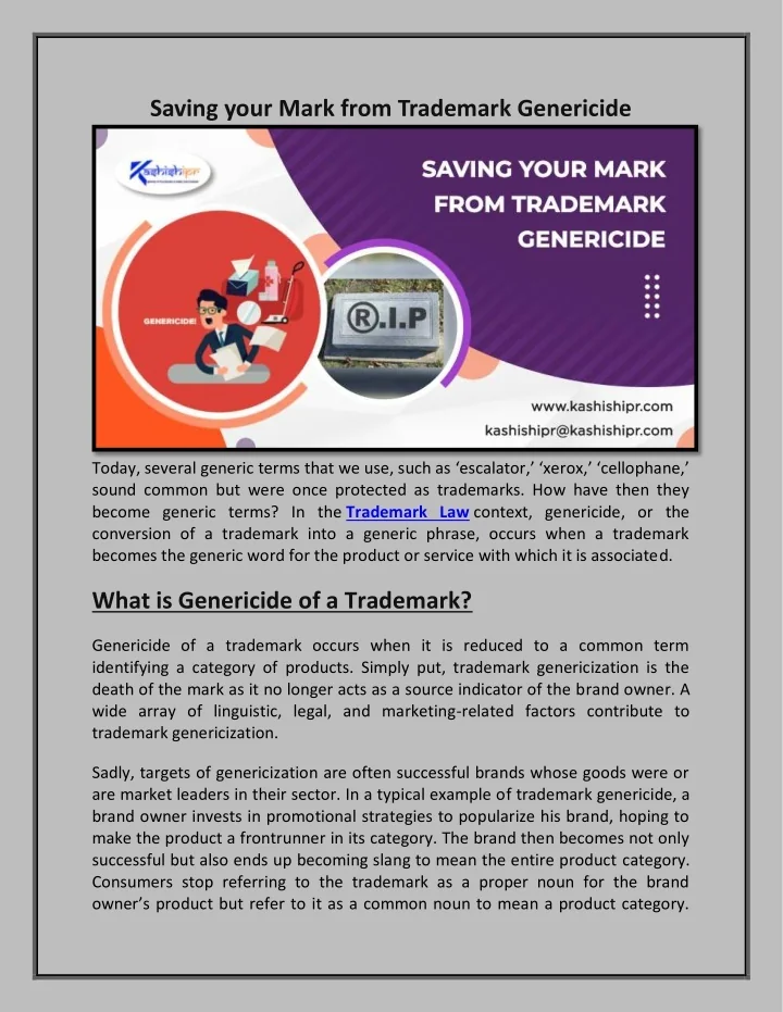 PPT - Saving your Mark from Trademark Genericide PowerPoint ...