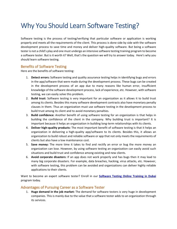 PPT - Why You Should Learn Software Testing PowerPoint Presentation ...