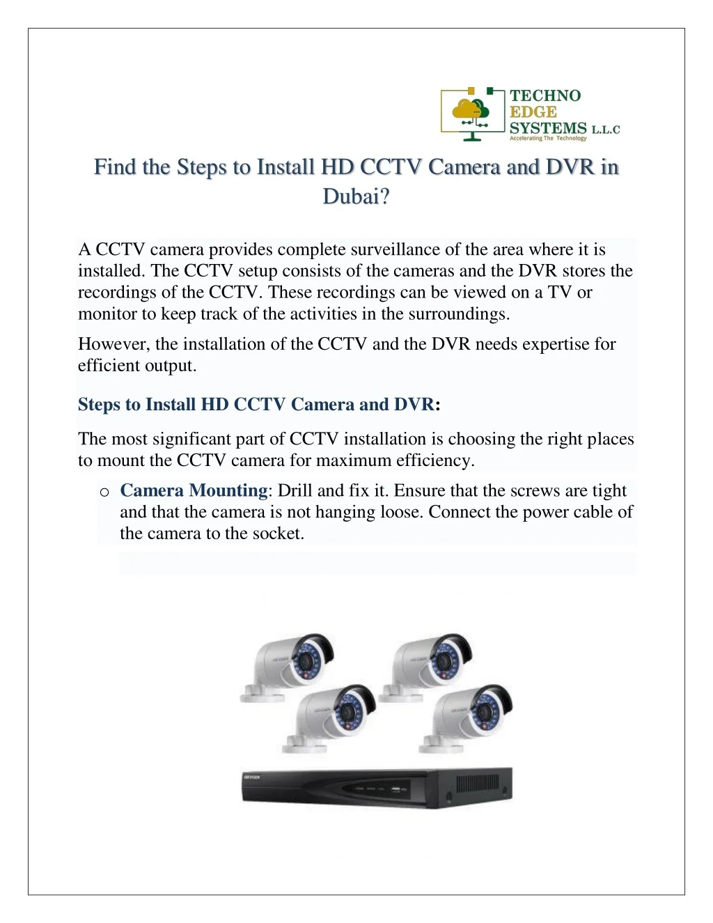 PPT - Find the Steps to Install HD CCTV Camera and DVR in Dubai ...