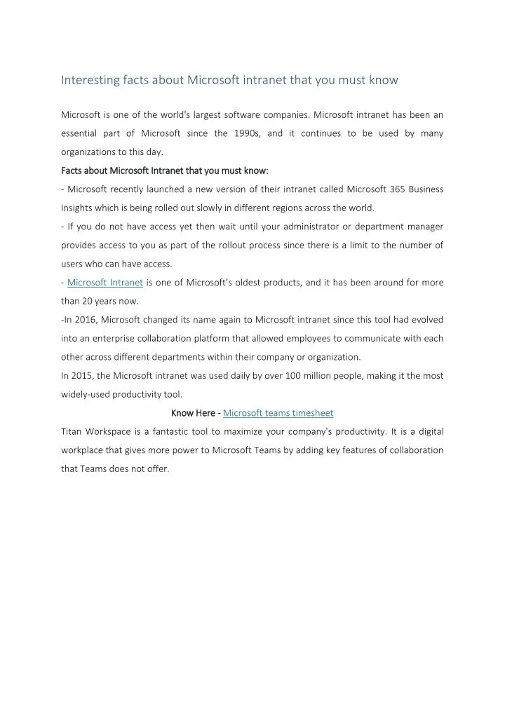 PPT - Interesting facts about Microsoft intranet that you must know ...