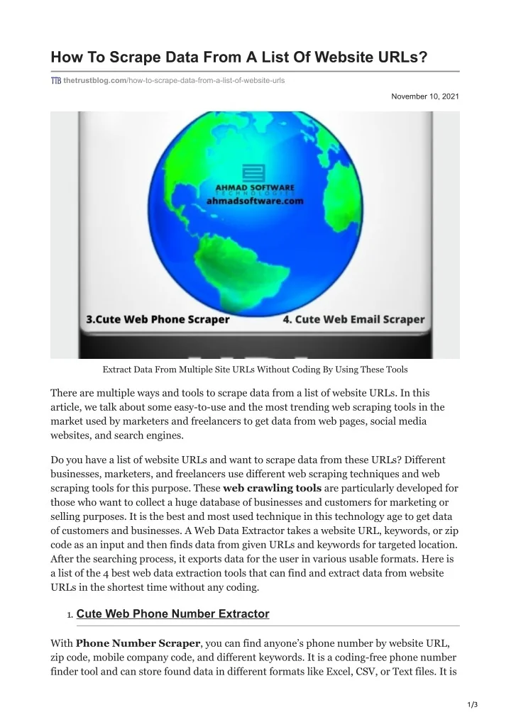 PPT - 1What Are The Best Web Scraping Tools To Scrape Data From URLs PowerPoint Presentation ...