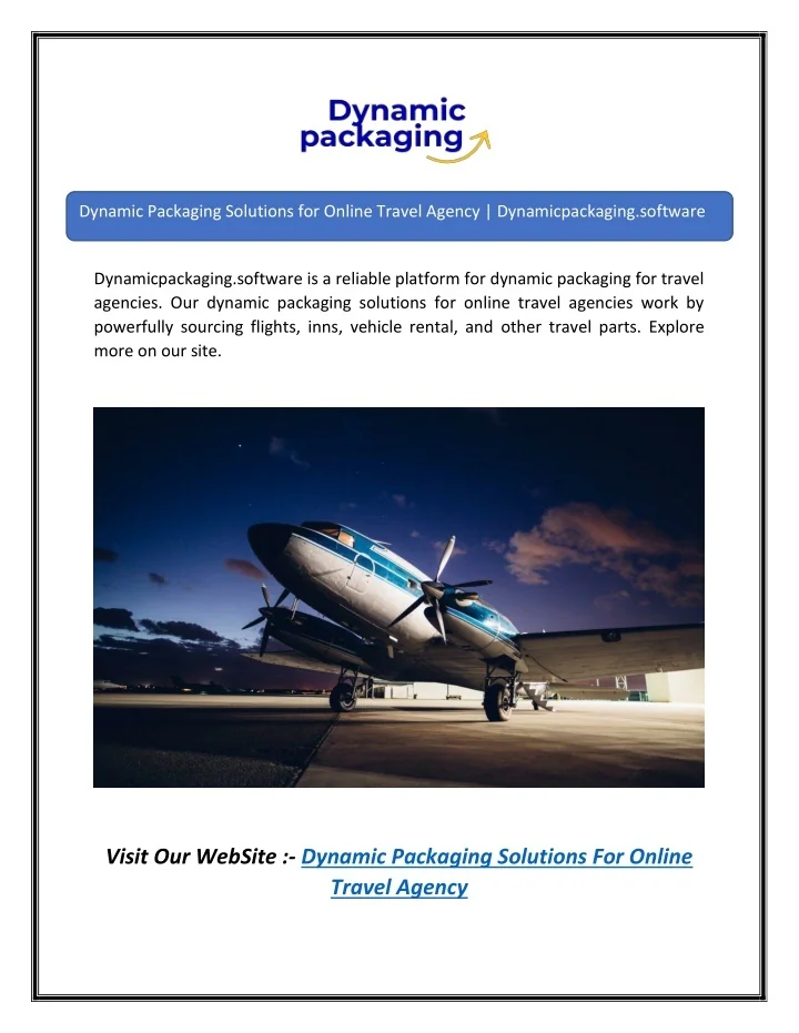 PPT - Dynamic Packaging Solutions for Online Travel Agency ...