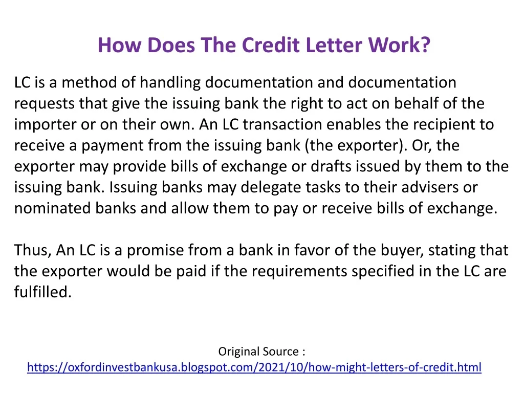 PPT - How Might A Letters Of Credit International Trade My Business ...