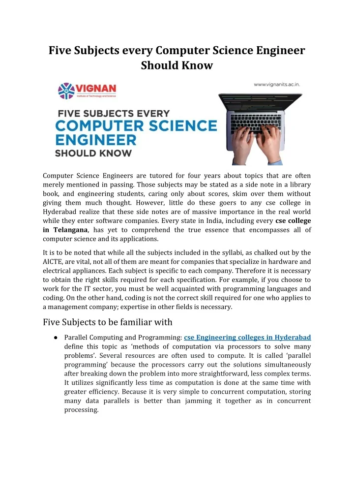 PPT - Five Subjects every Computer Science Engineer Should Know ...