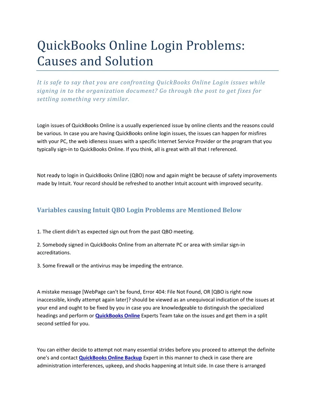 PPT - QuickBooks Online Login Problems: Causes and Solution PowerPoint ...