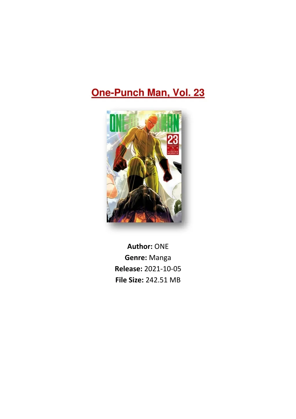 PPT - [PDF] Free Download One-Punch Man, Vol. 23 By ONE PowerPoint ...