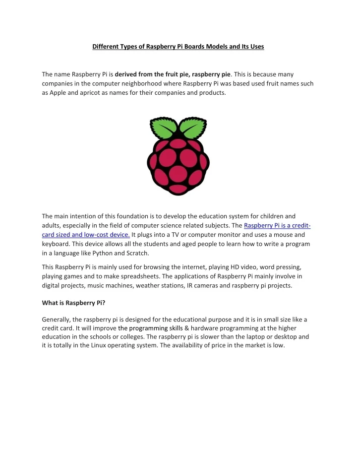 PPT - Types of Raspberry PI- Campus Component PowerPoint Presentation ...