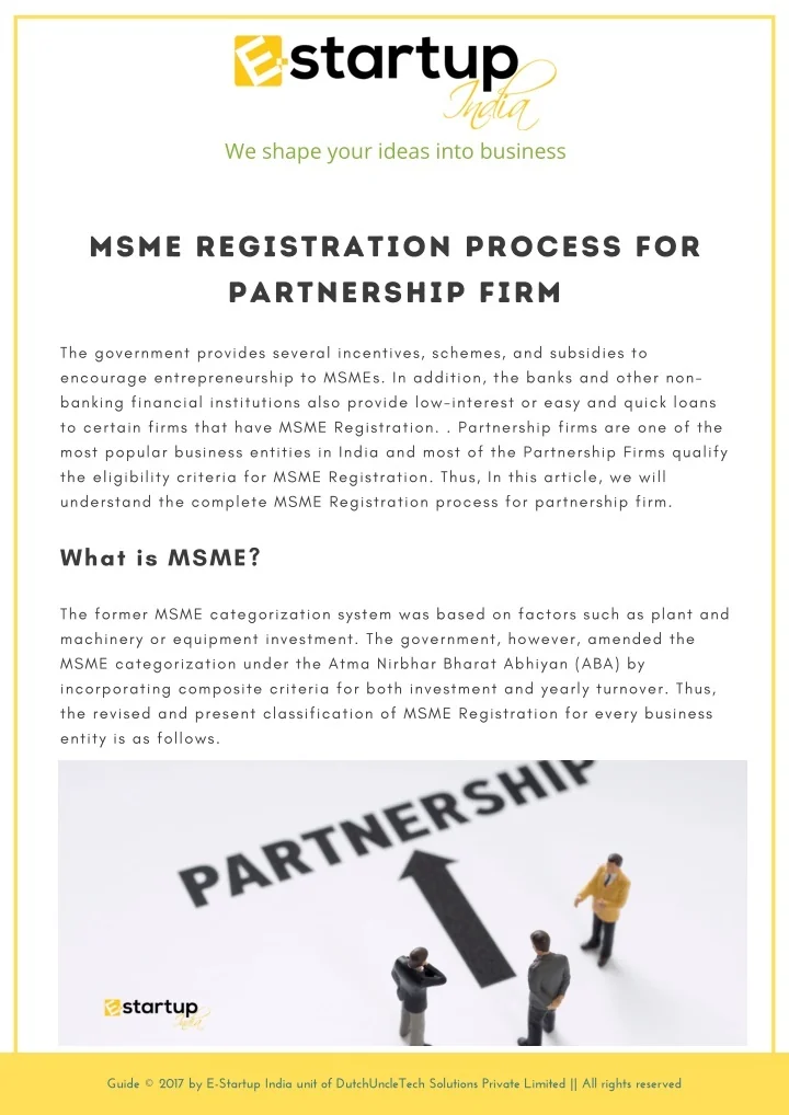 PPT - MSME Registration process for Partnership firm. PowerPoint ...