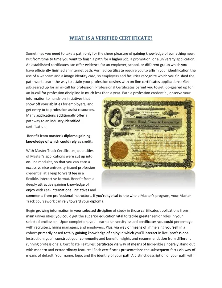 PPT - WHAT IS A VERIFIED CERTIFICATE? PowerPoint Presentation, free ...