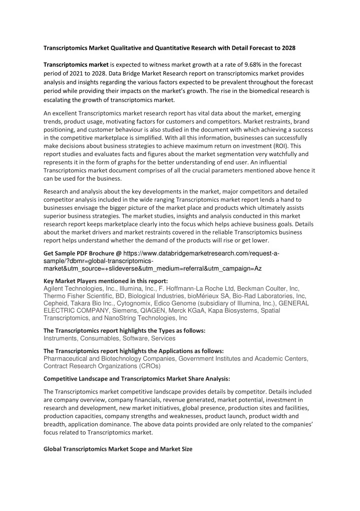 PPT - Transcriptomics Market Qualitative & Quantitative Research with ...