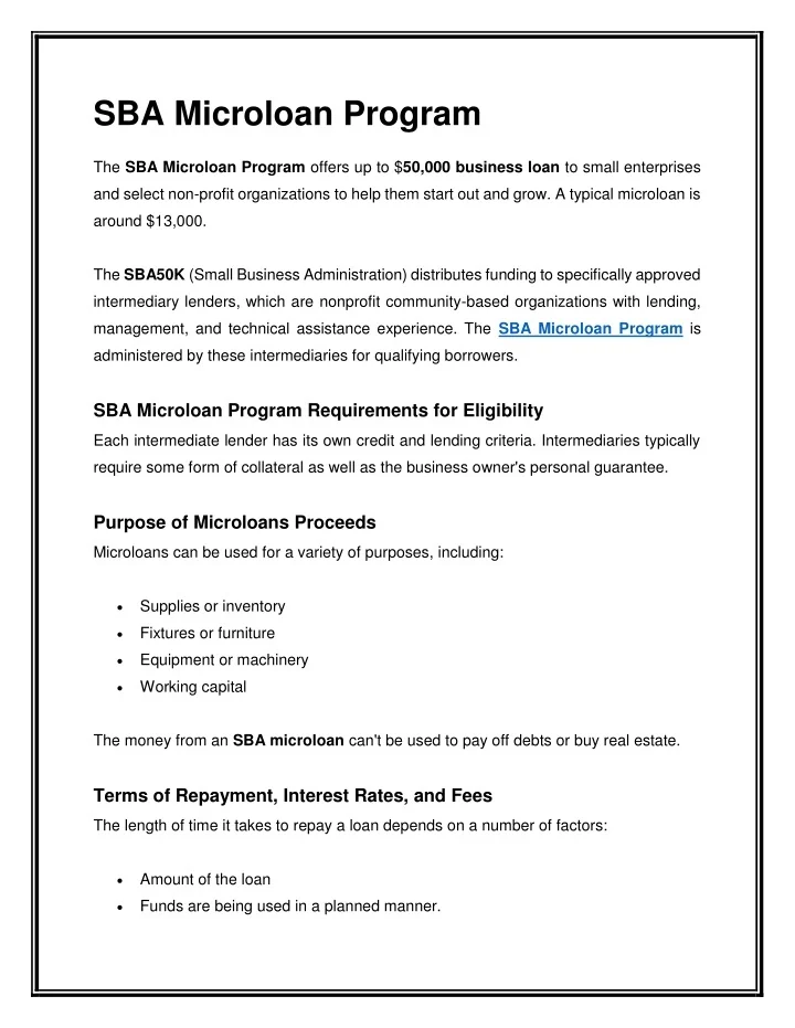 PPT - SBA Microloan Program PowerPoint Presentation, free download - ID ...