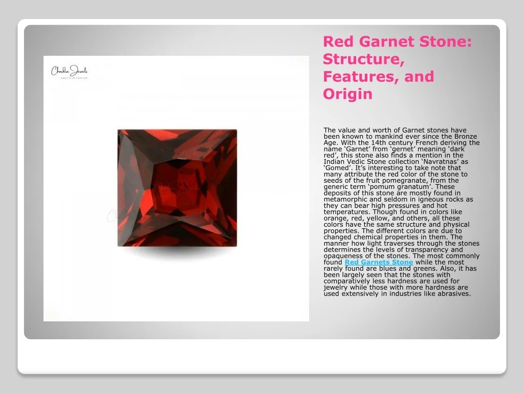 PPT - Buy Beautiful Red Garnet Stone Online at Chordia Jewels. PowerPoint Presentation - ID:10959212