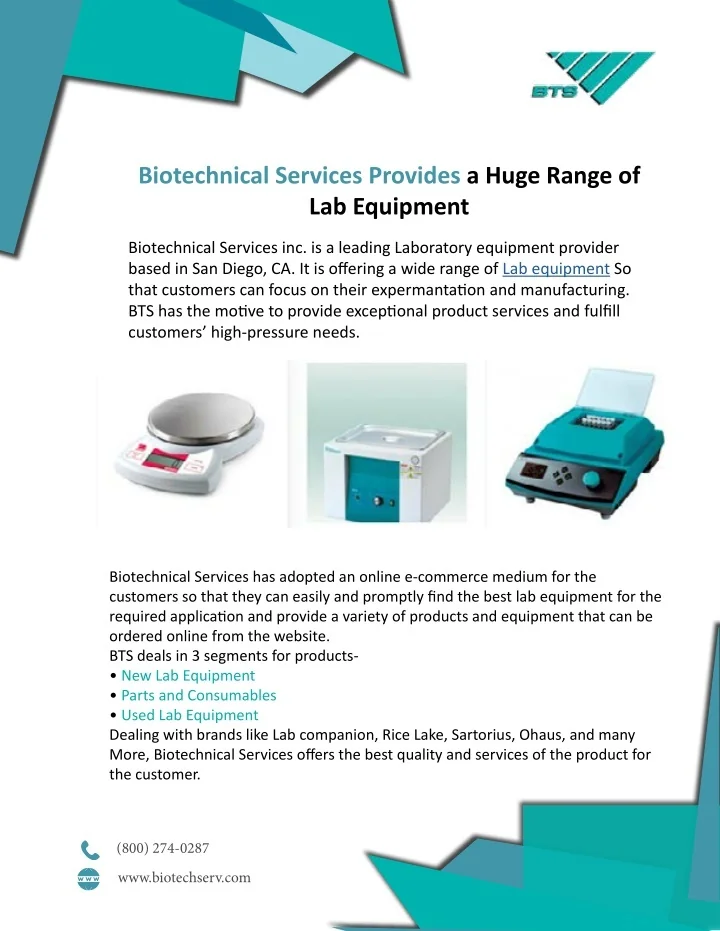 PPT - Biotechnical Services Provides a Huge Range of Lab Equipment ...