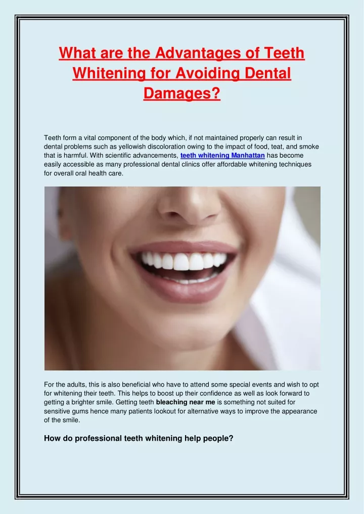 Ppt What Are The Advantages Of Teeth Whitening For Avoiding Dental