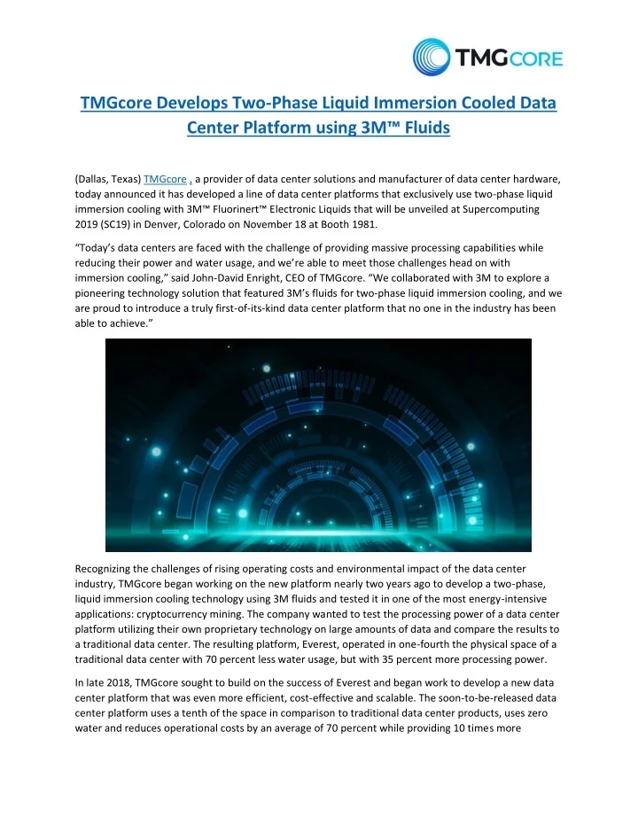 PPT - TMGcore Develops Two-Phase Liquid Immersion Cooled Data Center ...