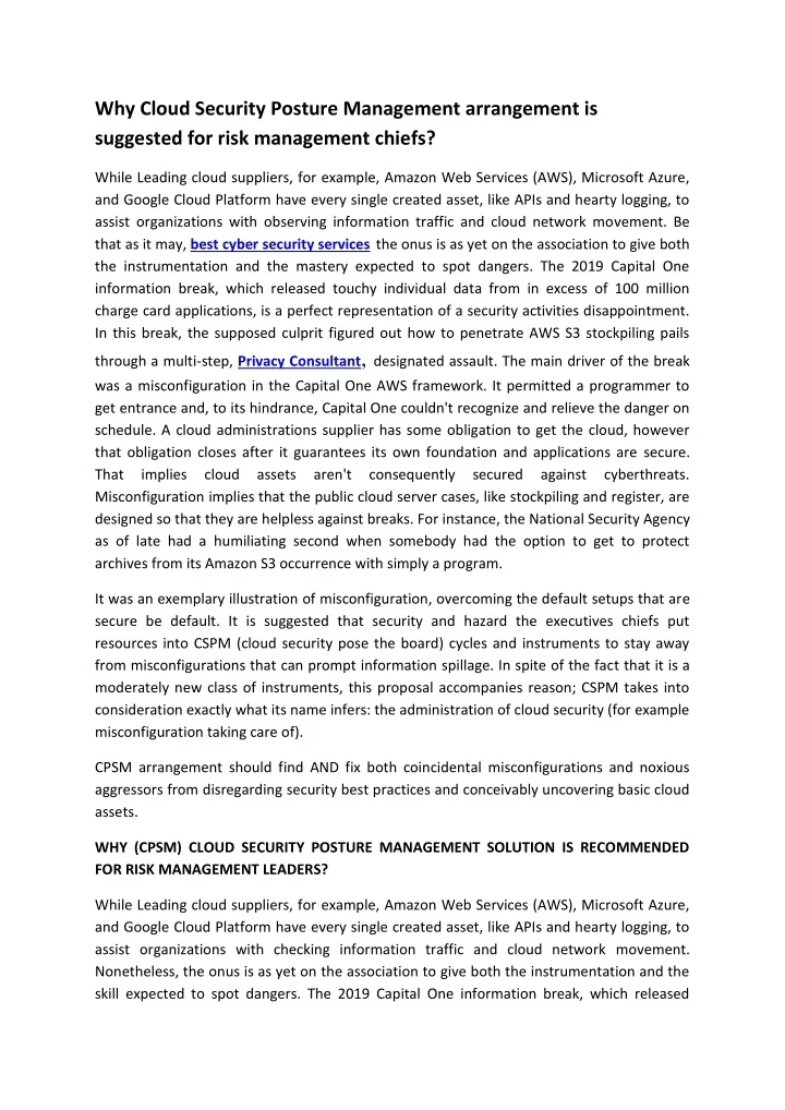 PPT - Why Cloud Security Posture Management arrangement is suggested ...