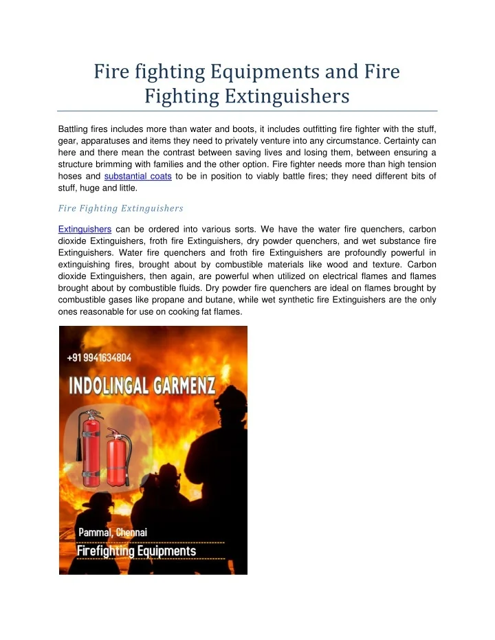 PPT - Fire fighting Equipments and Fire Fighting Extinguishers ...