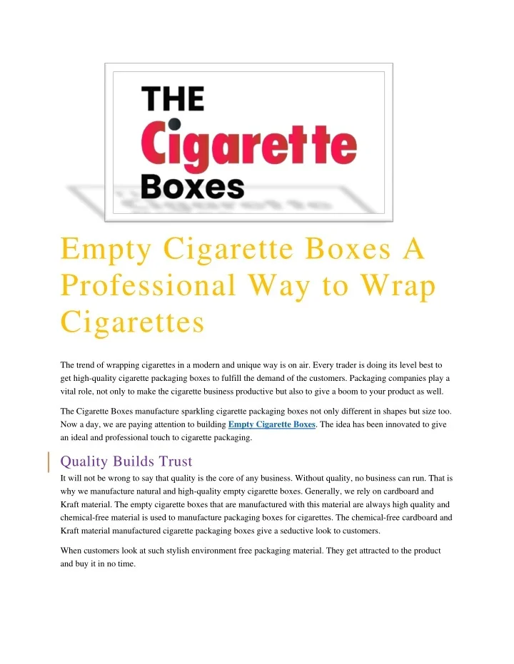 PPT - Empty Cigarette Boxes A Professional Way to Wrap Cigarettes ...