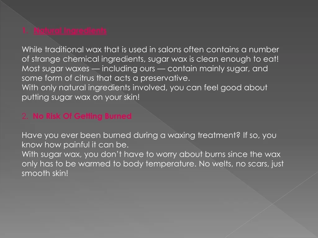 PPT - 5 Amazing Benefits of Sugar Wax PowerPoint Presentation, free ...