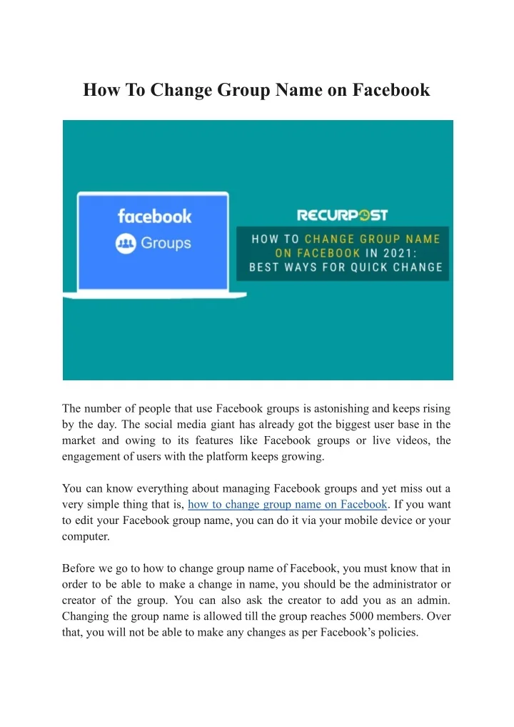 PPT How To Change Group Name On Facebook PowerPoint Presentation