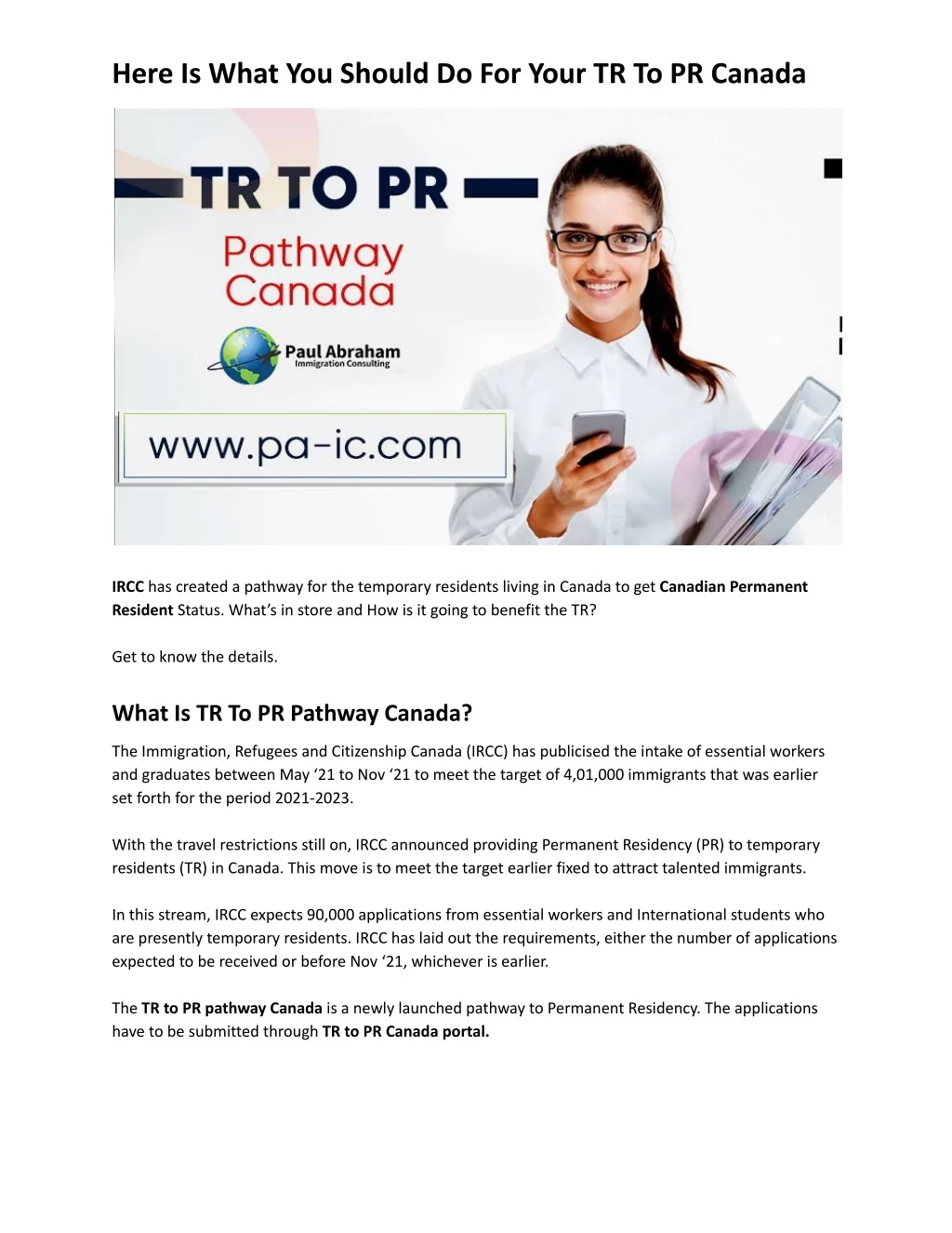 PPT - Here Is What You Should Do For Your TR To PR Canada PowerPoint ...