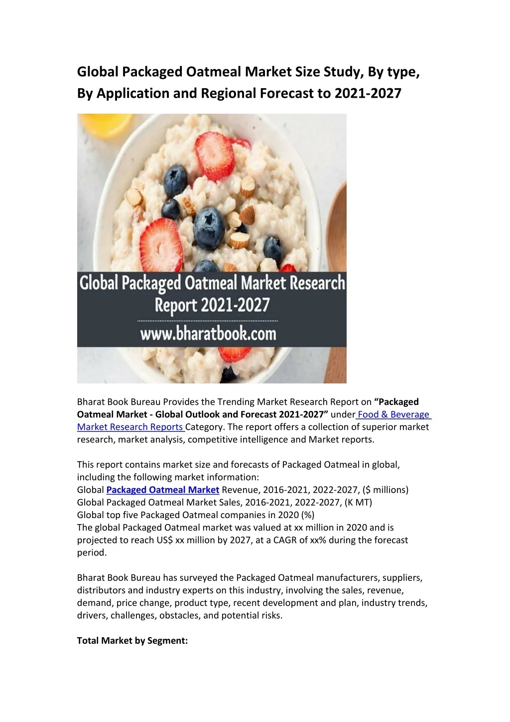 PPT - Global Packaged Oatmeal Market Research Report 2021-2027 ...