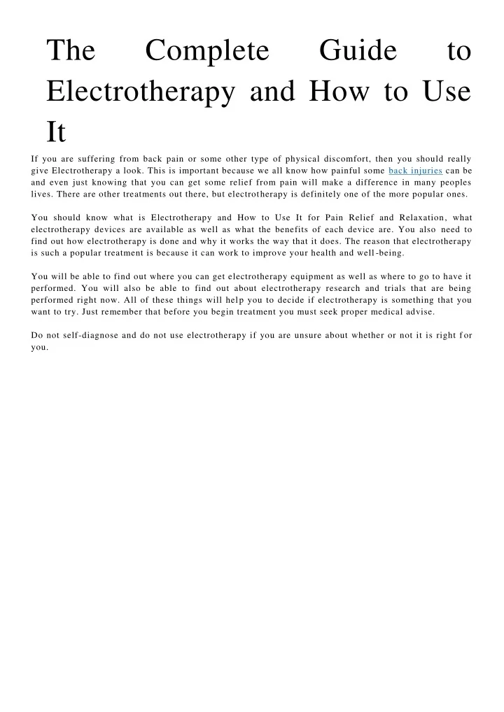 PPT - The Complete Guide to Electrotherapy and How to Use It PowerPoint ...
