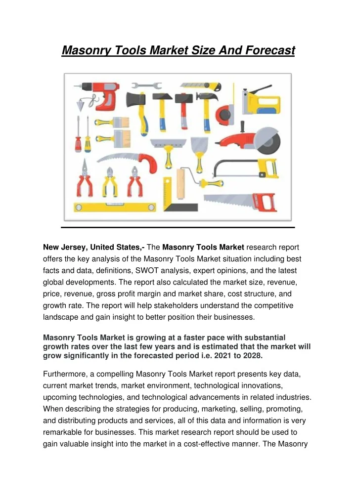 PPT - Masonry Tools Market PowerPoint Presentation, free download - ID ...