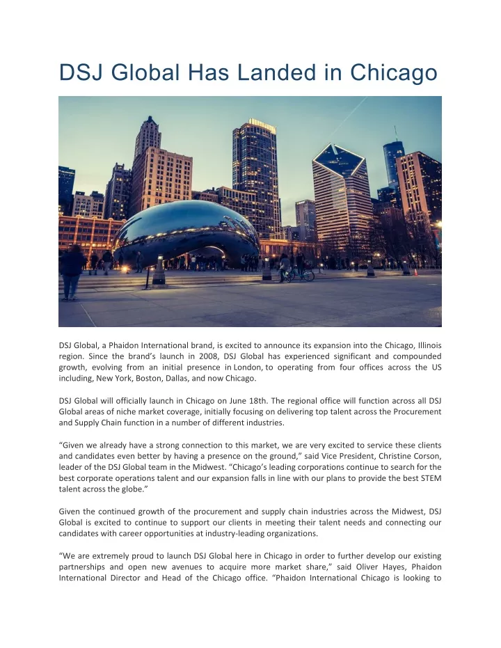 PPT - DSJ Global Has Landed in Chicago - DSJ Global PowerPoint ... PPT - DSJ Global Has Landed in Chicago - DSJ Global PowerPoint ...