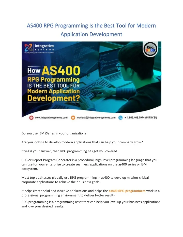 PPT - AS400 RPG Programming Is the Best Tool for Modern Application Development PowerPoint ...